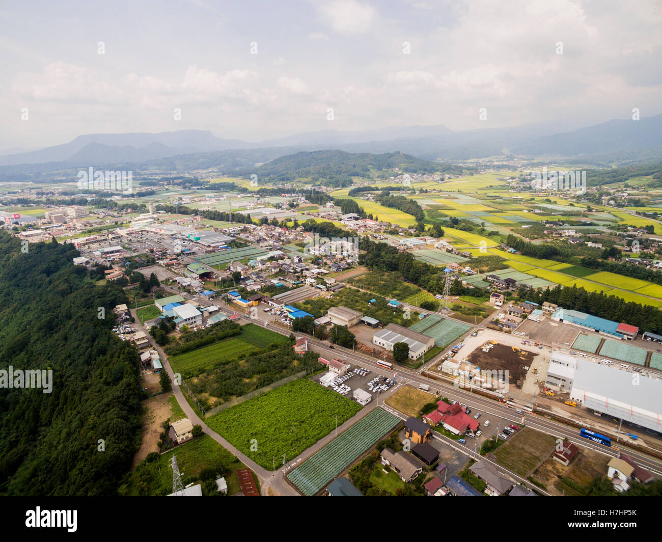 Aerial View of River terrace, Numata City, Gunma Prefecture, Japan ...