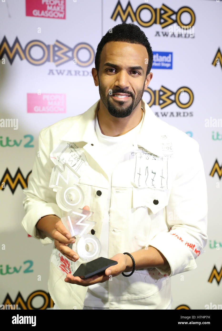 Craig David with his award for best male at the 21st Mobo Awards at ...