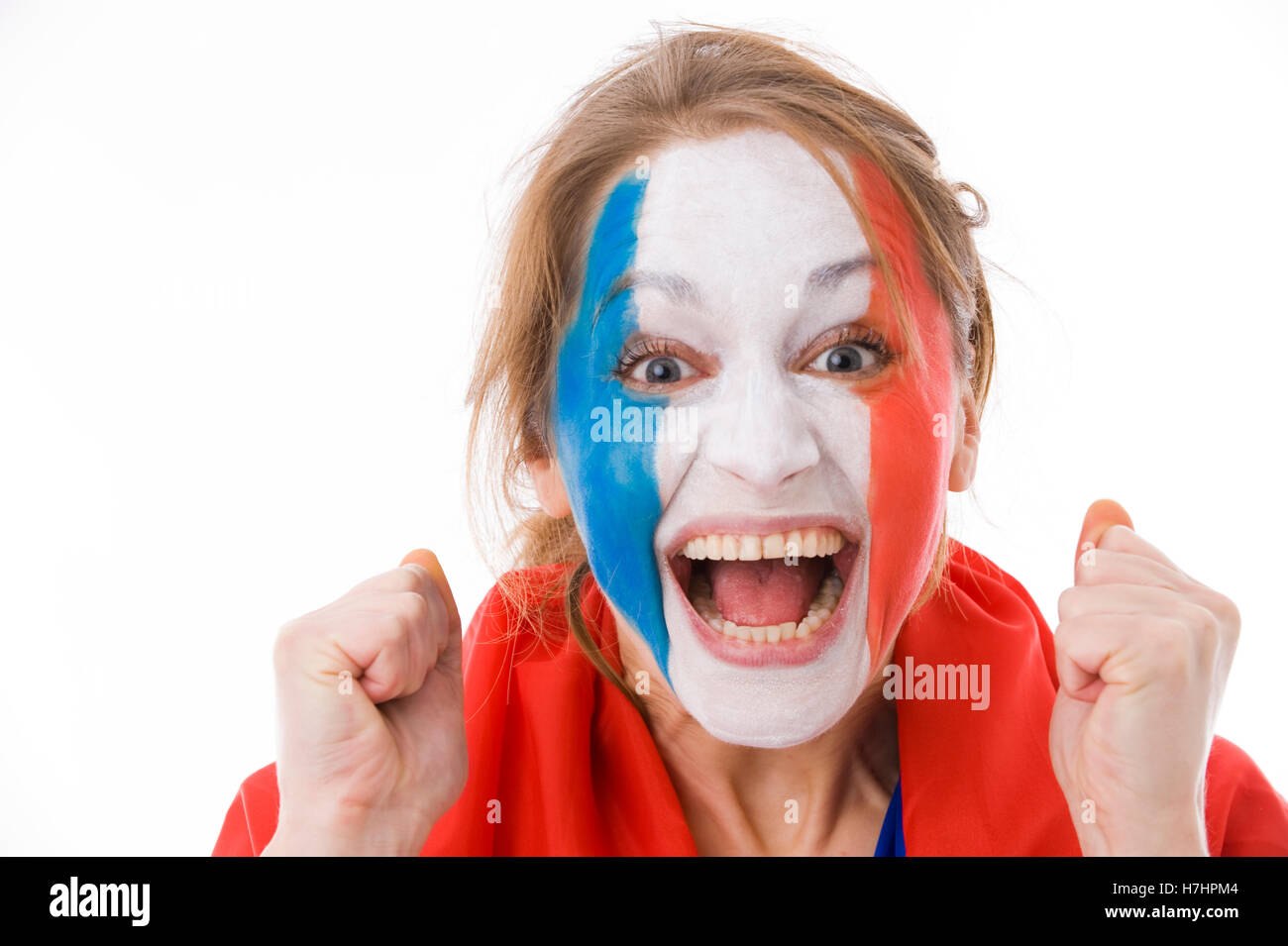 Female French soccer fan Stock Photo - Alamy