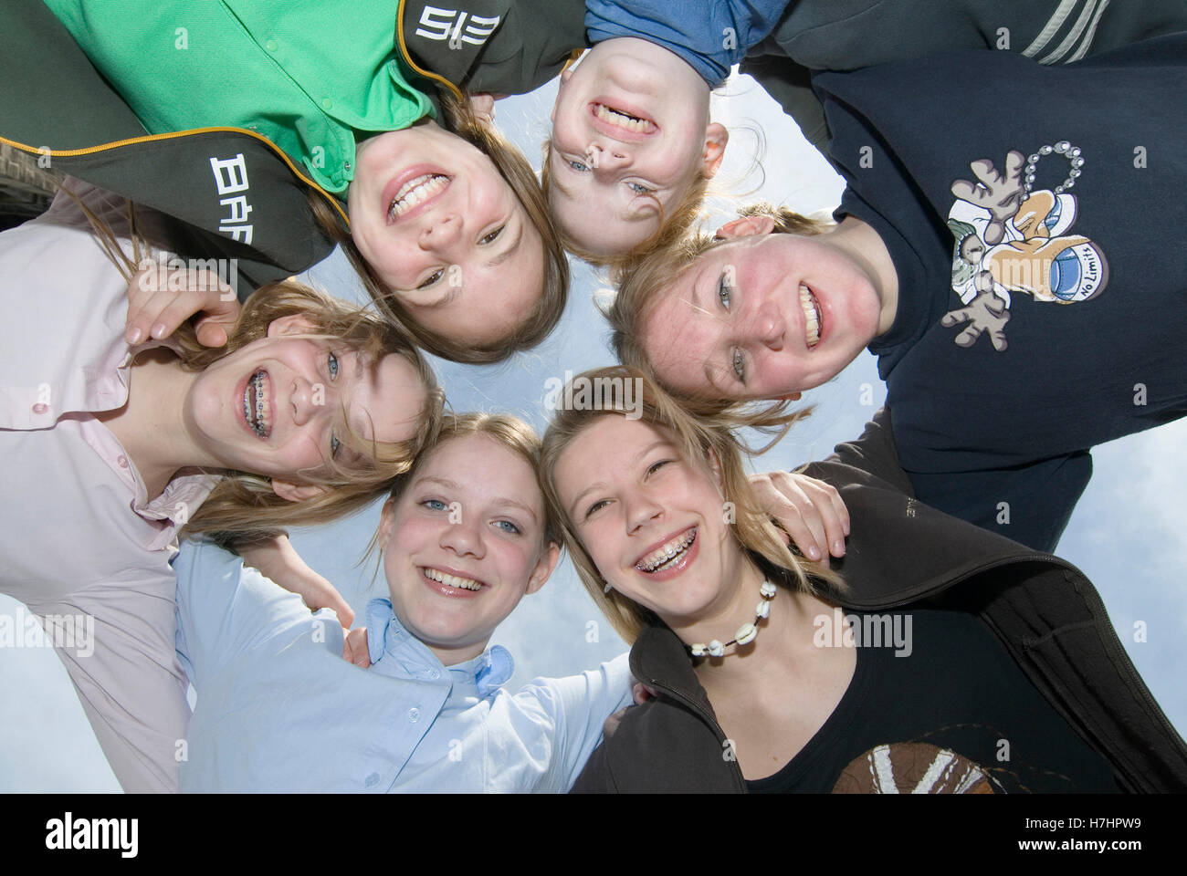 Girls, 12-14 years, circle of friends Stock Photo - Alamy