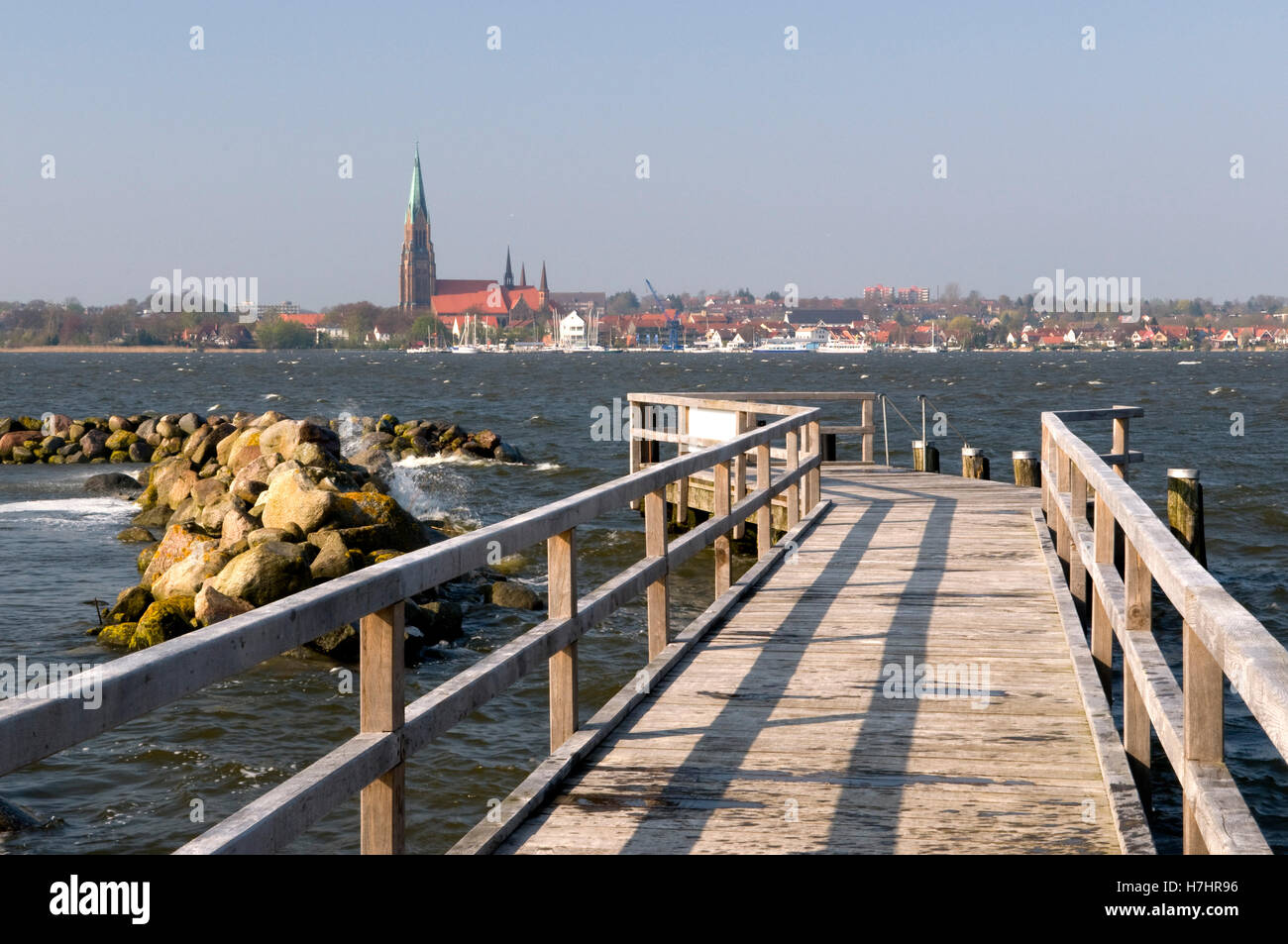 Jetty on the Schlei river, Schleswig, Schleswig-Holstein Stock Photo ...