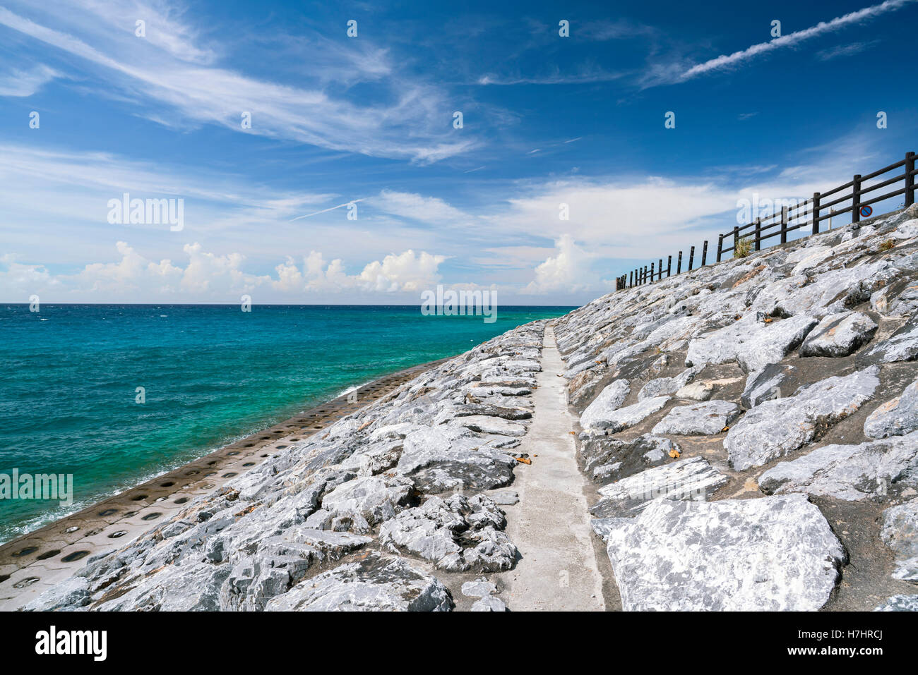 Sightseeing view point of sea and beautiful sky on Okinawa island ...