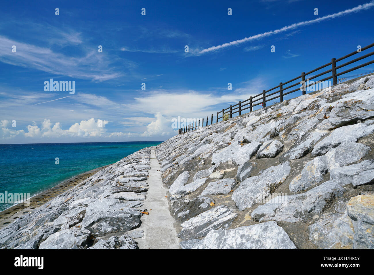 Sightseeing view point of sea and beautiful sky on Okinawa island ...