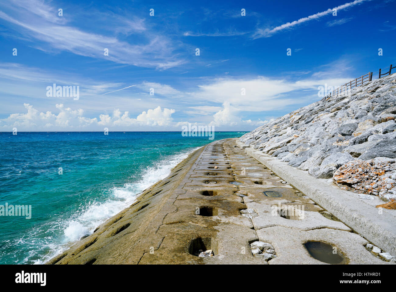 Sightseeing view point of sea and beautiful sky on Okinawa island ...