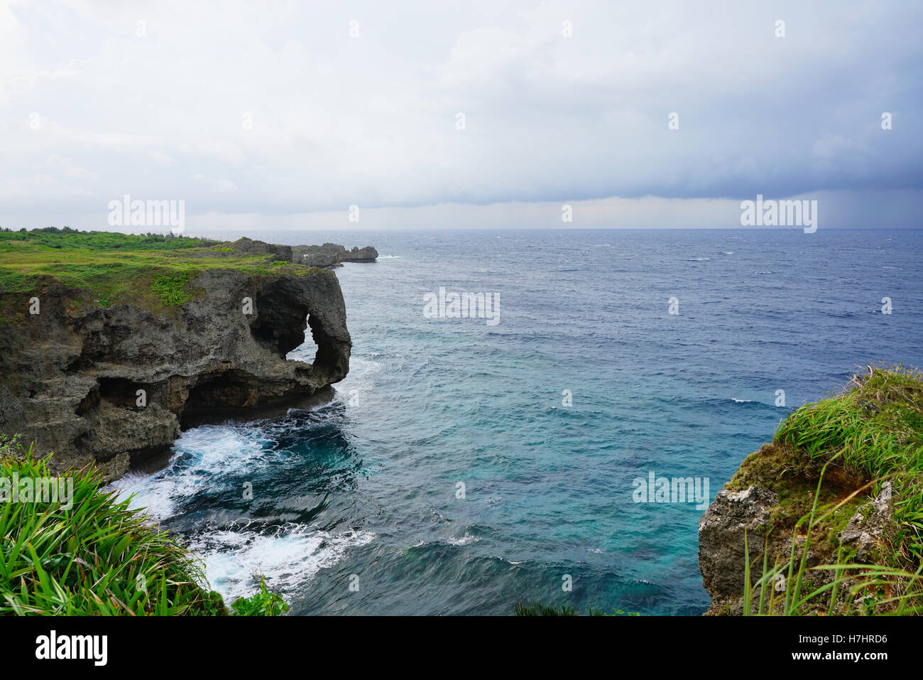 Cape Manzamo, the cape that extending to the sea off the west coast ...