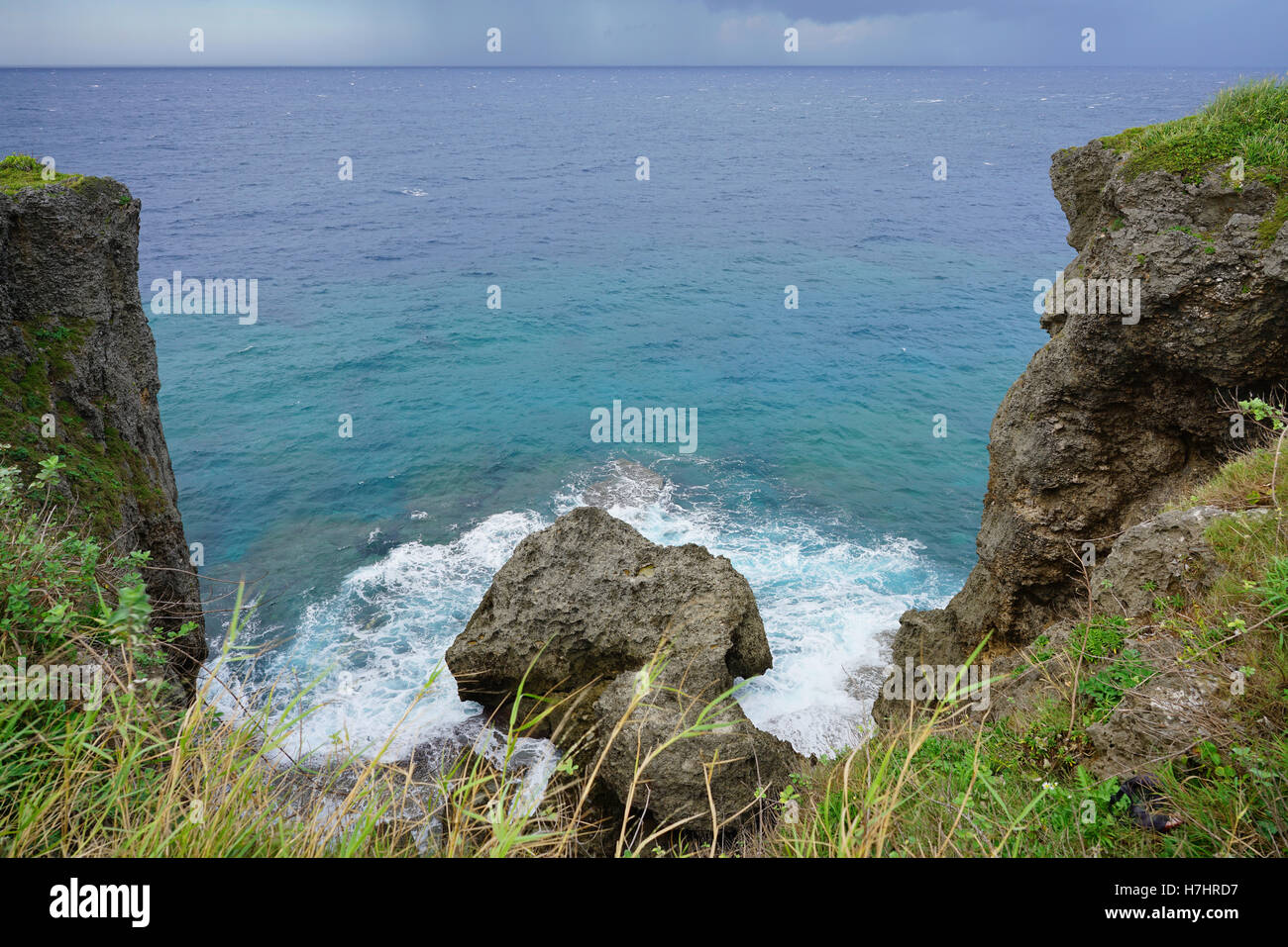 Cape Manzamo, the cape that extending to the sea off the west coast ...