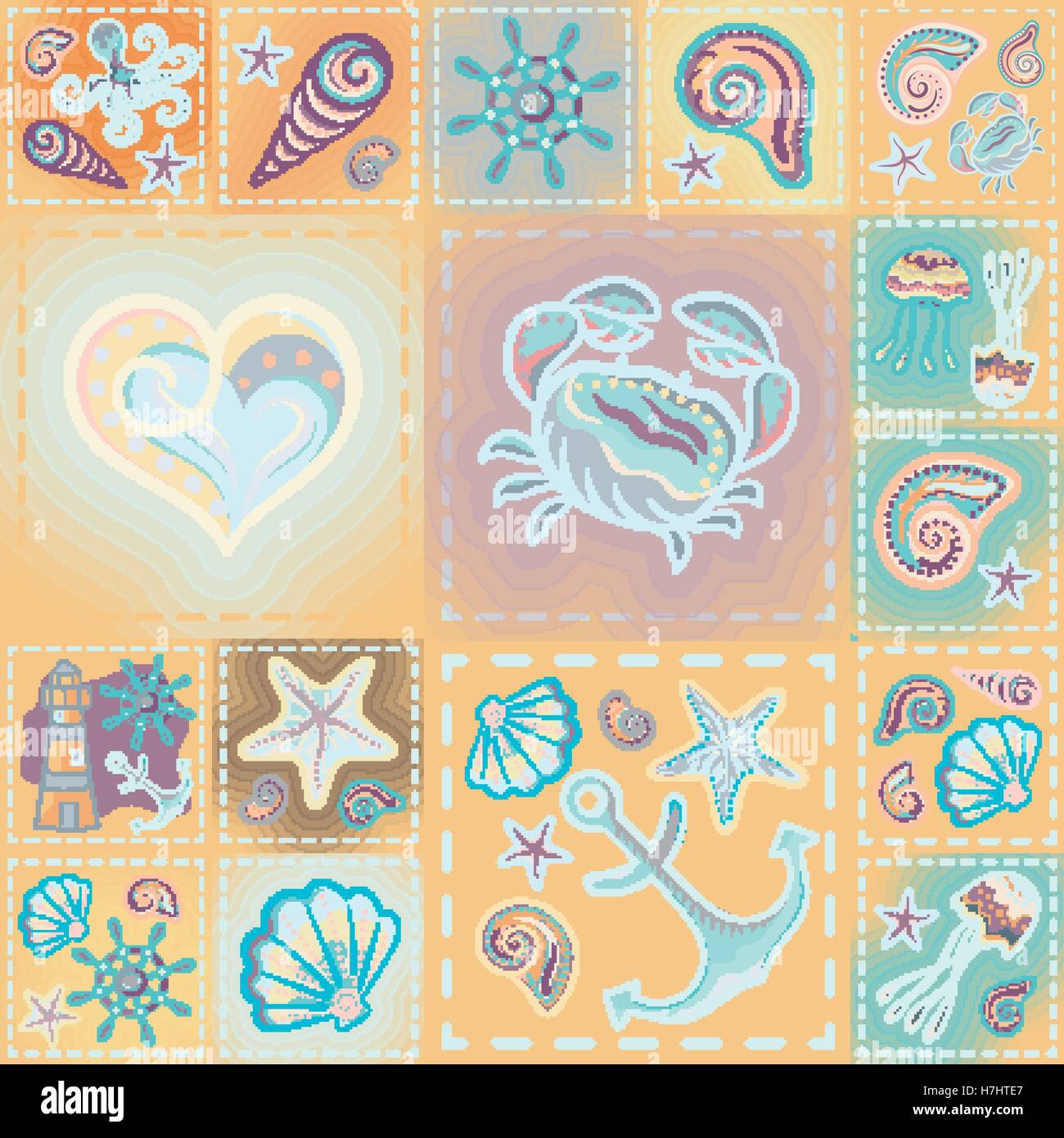 Crab coral on blue Stock Vector Images - Alamy