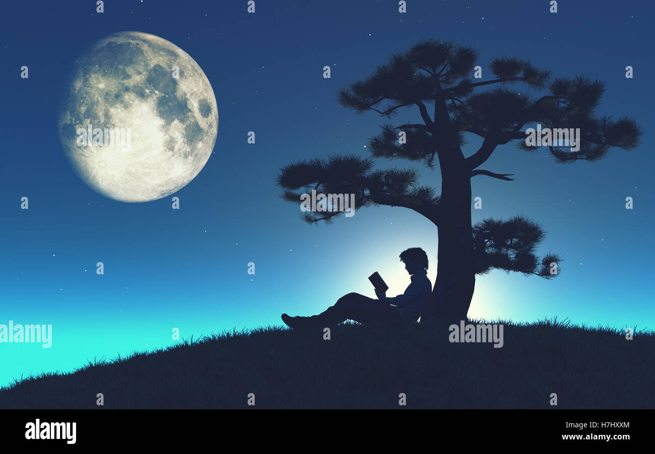 Boy Sitting Tree Silhouette High Resolution Stock Photography and ...