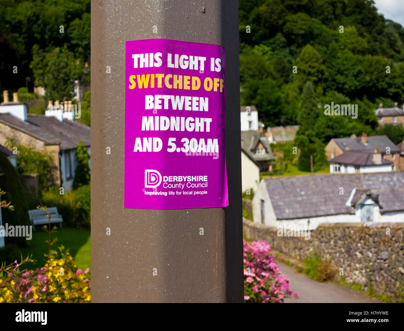 This light is switched off between midnight and 5.30am sign on lamp ...