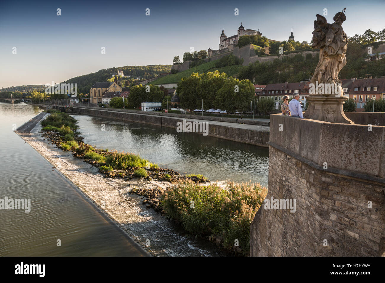 Würzburg, Old Main Bridge over the Main River, northern Bavaria ...