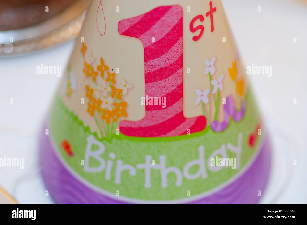 First 1st birthday party decoration Stock Photo - Alamy