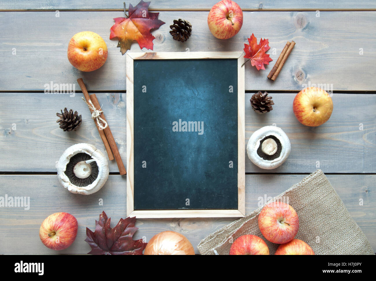 Autumn chalkboard background with space Stock Photo - Alamy
