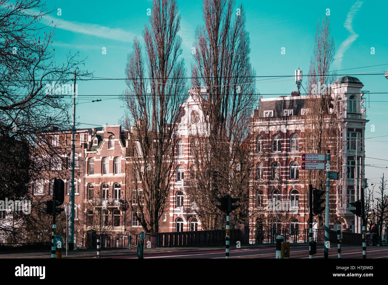 Photo of Buildings and Trees in Amsterdam, Netherlands Stock Photo - Alamy