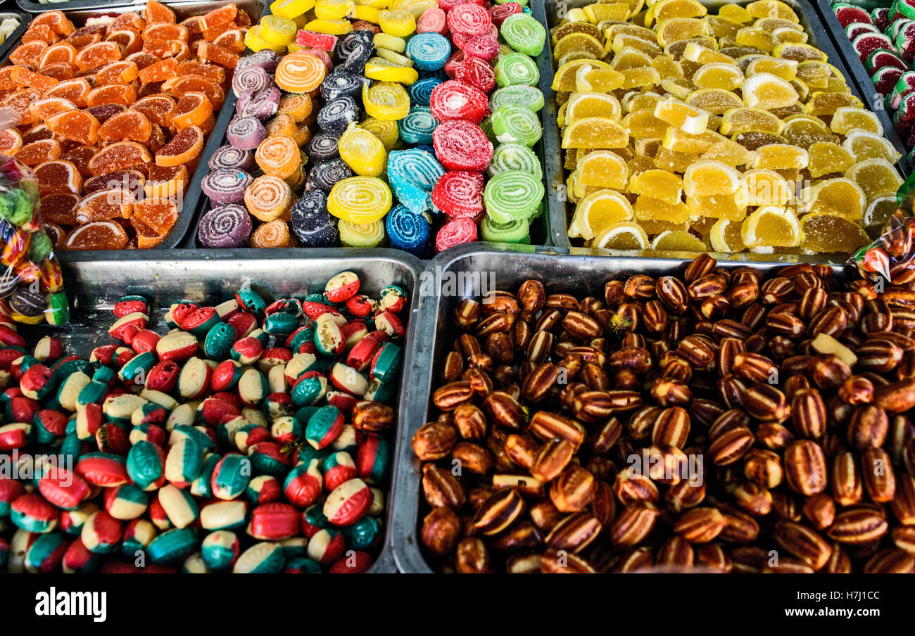 Various sweets in the market to offer customers Stock Photo - Alamy