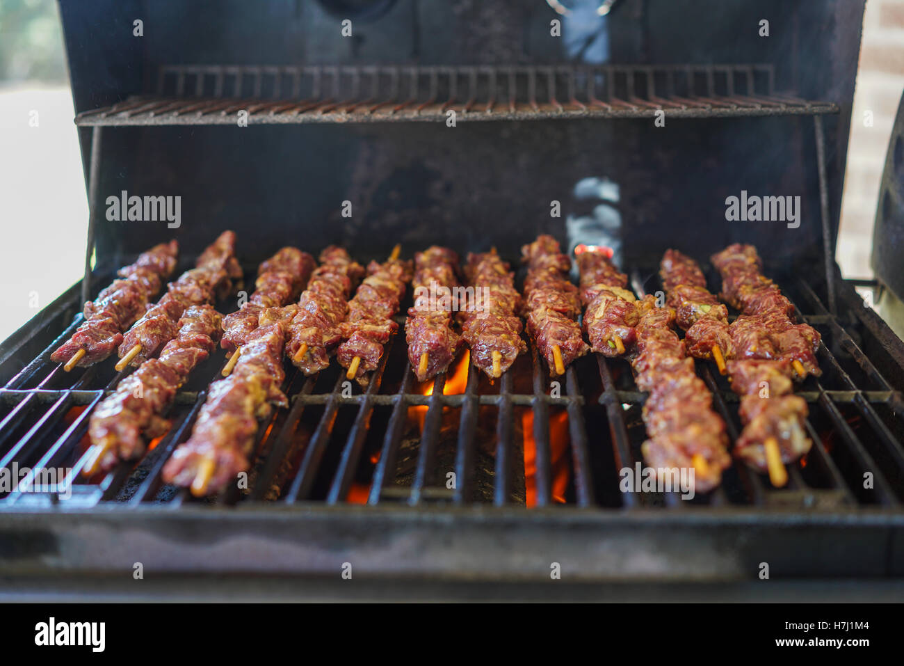 Venison BBQ (barbecue) on a grill Stock Photo - Alamy
