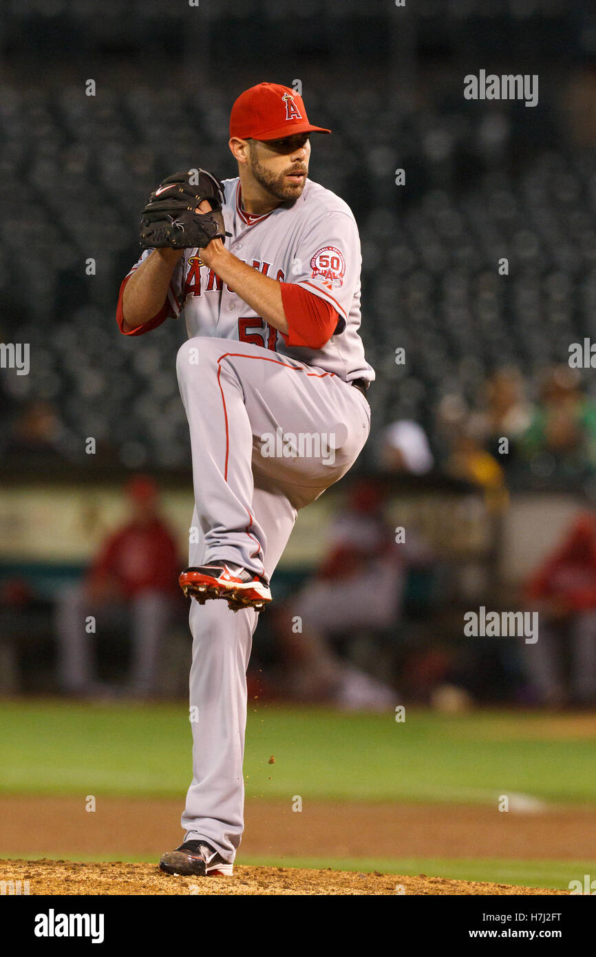 September 13, 2011; Oakland, CA, USA; Los Angeles Angels relief pitcher ...