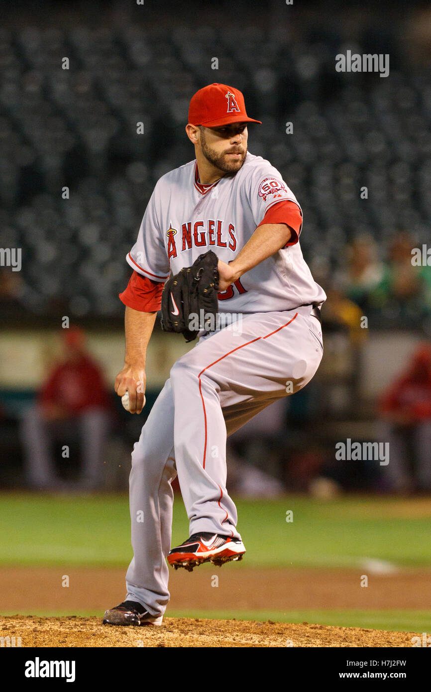 September 13, 2011; Oakland, CA, USA; Los Angeles Angels relief pitcher ...