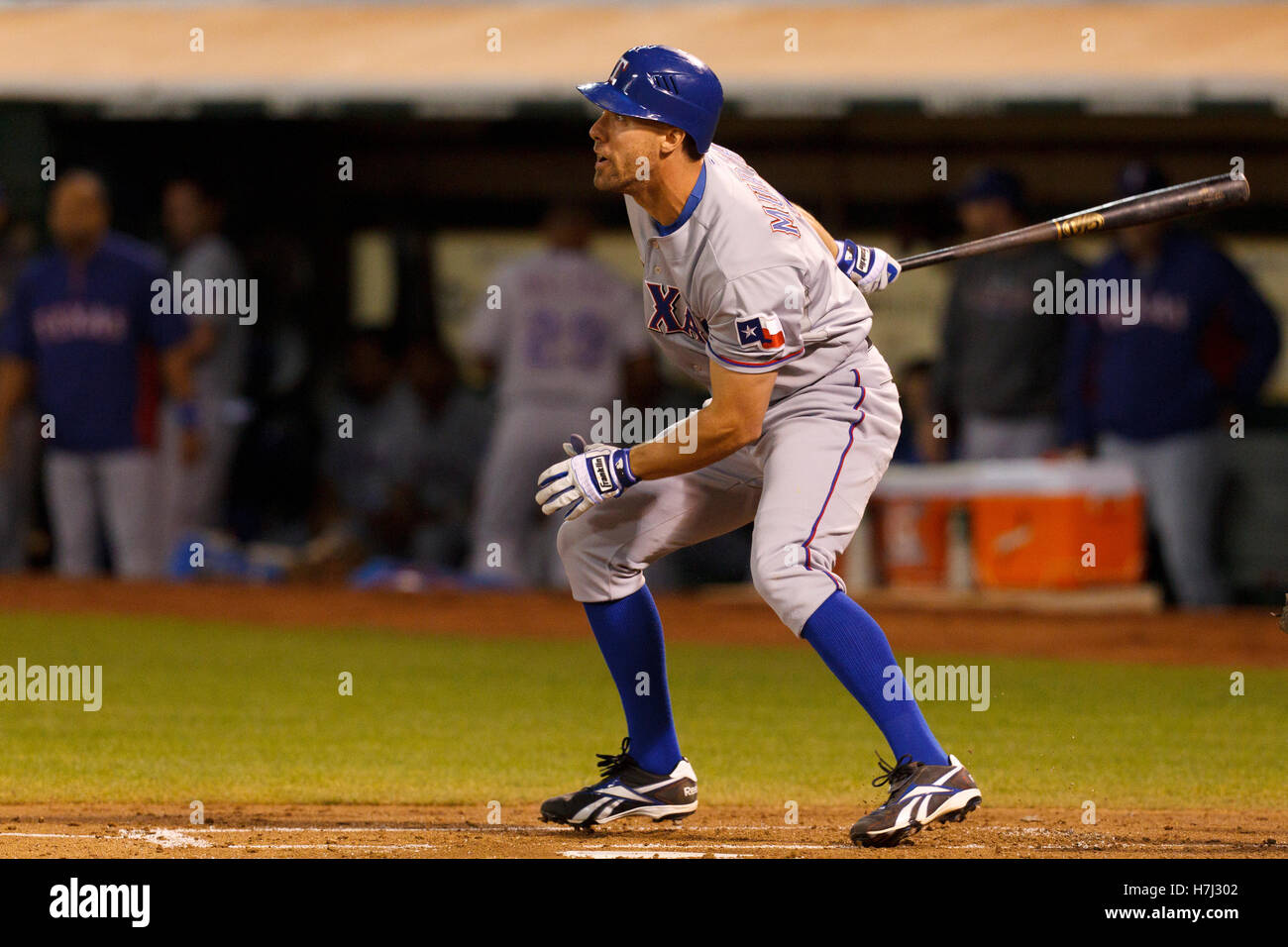 September 21, 2011; Oakland, CA, USA; Texas Rangers left fielder David ...