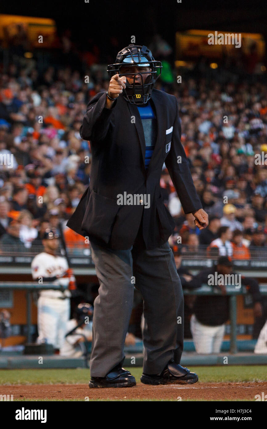 August 1, 2011; San Francisco, CA, USA; MLB umpire Tony Randazzo (11 ...