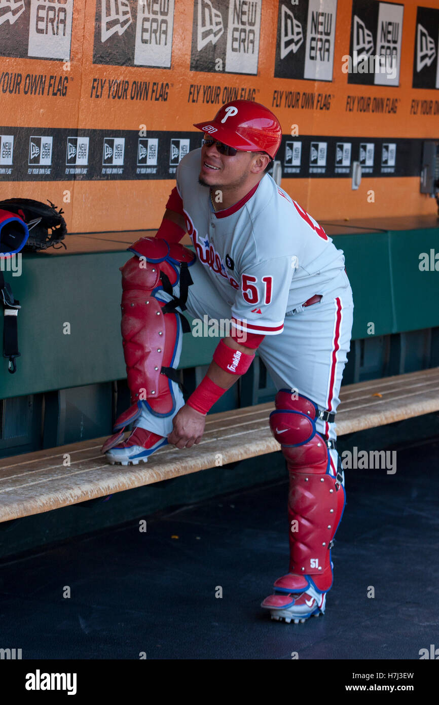 August 6, 2011; San Francisco, CA, USA; Philadelphia Phillies catcher ...