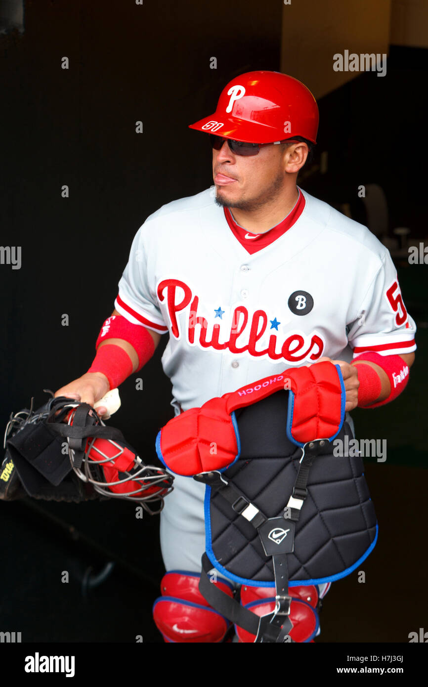 August 7, 2011; San Francisco, CA, USA; Philadelphia Phillies catcher ...