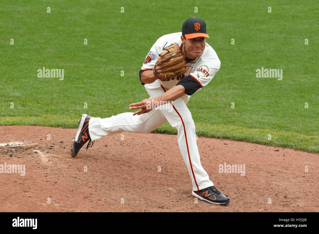 August 7, 2011; San Francisco, CA, USA; San Francisco Giants relief pitcher Javier Lopez (49 ...