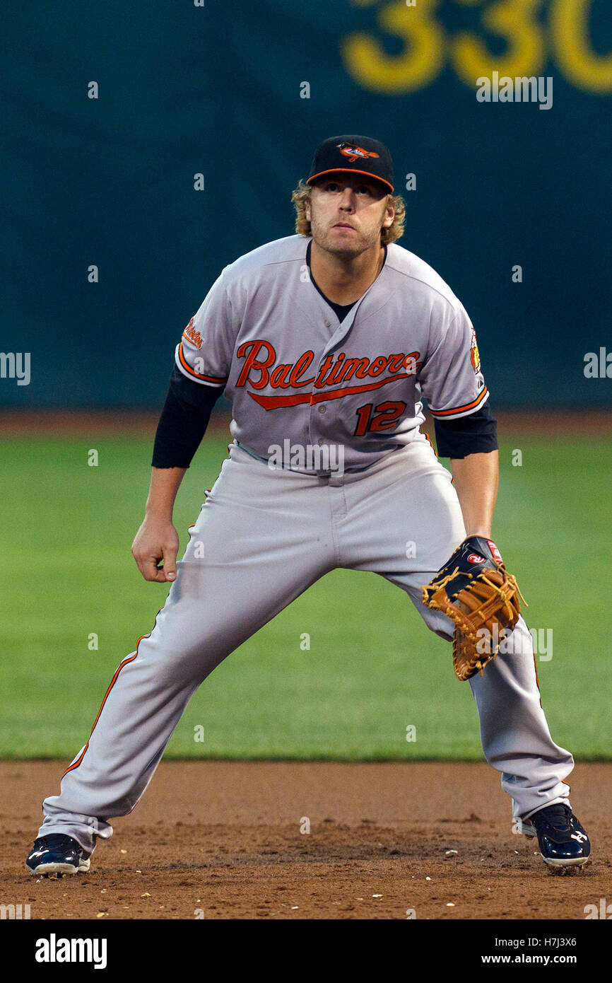 August 15, 2011; Oakland, CA, USA; Baltimore Orioles third baseman Mark ...