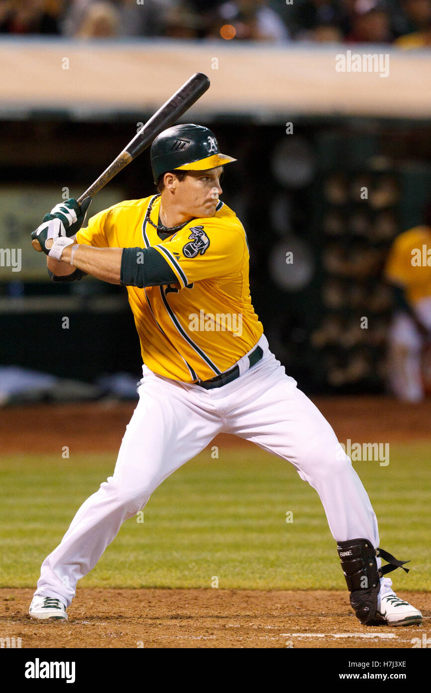 August 15, 2011; Oakland, CA, USA; Oakland Athletics left fielder Josh ...
