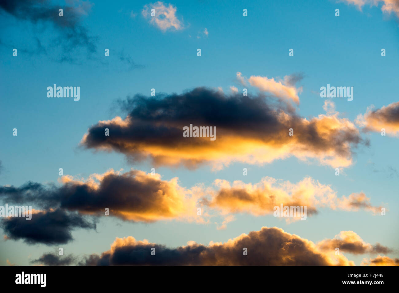 Puffy and colorful sunset clouds Stock Photo - Alamy