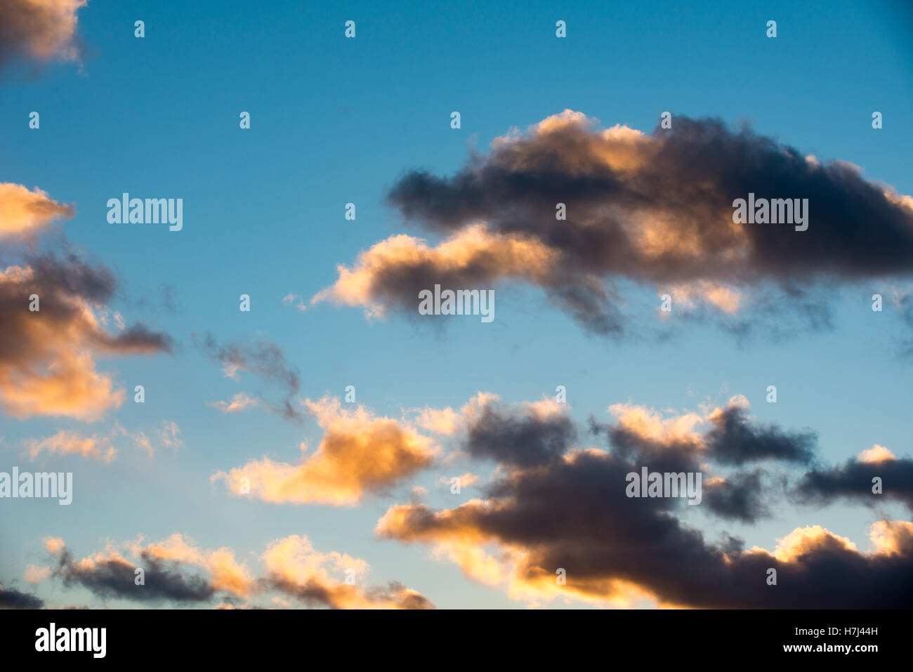 Puffy and colorful sunset clouds Stock Photo - Alamy