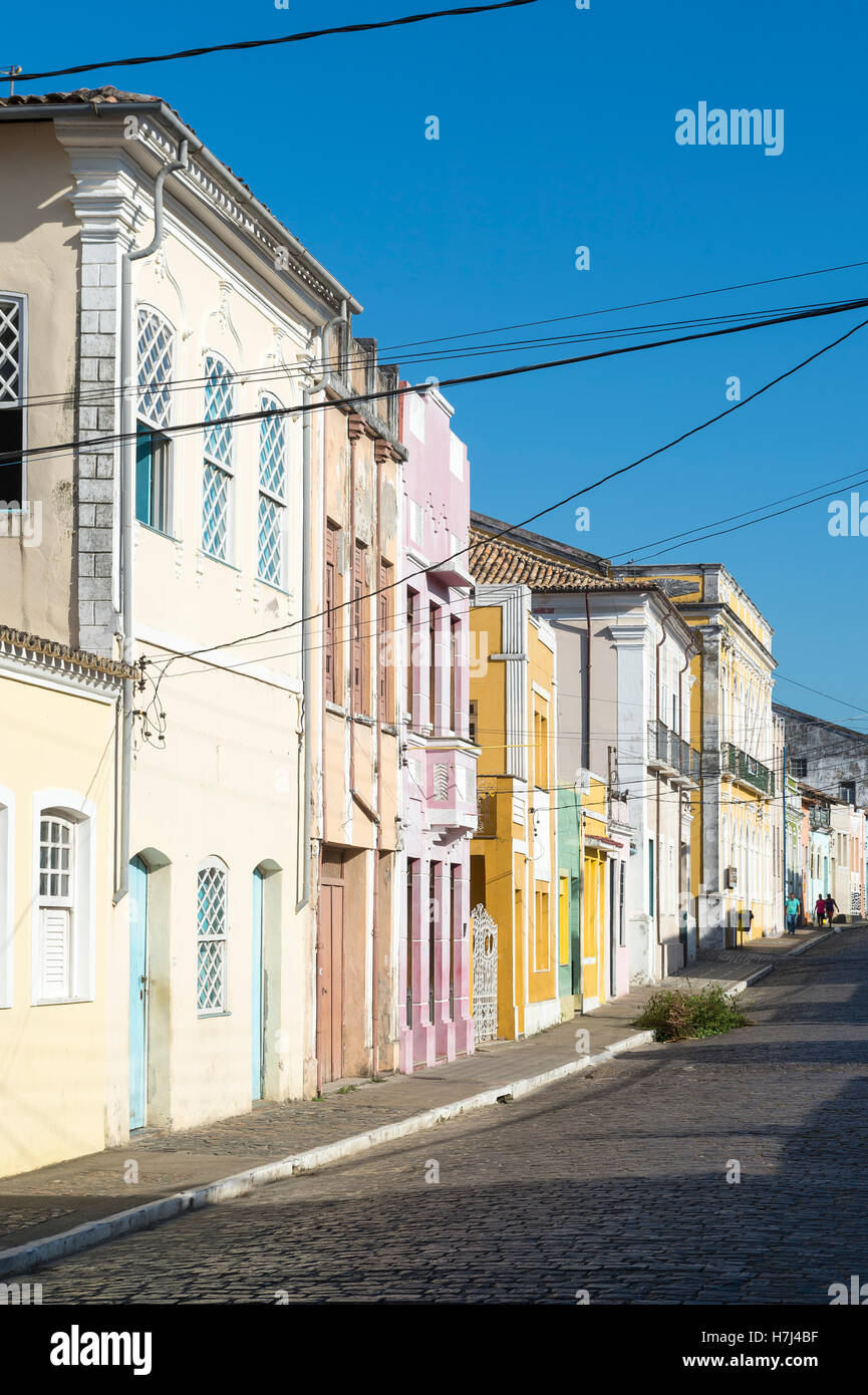 Traditional colorful Brazilian Portuguese colonial architecture on a ...