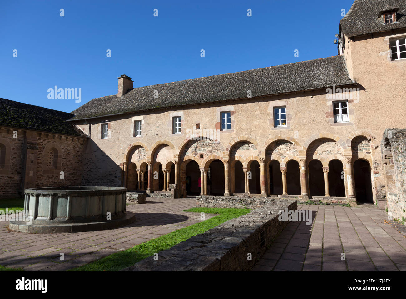 The cloister of the abbey-church of Saint Foy, at Conques (France ...