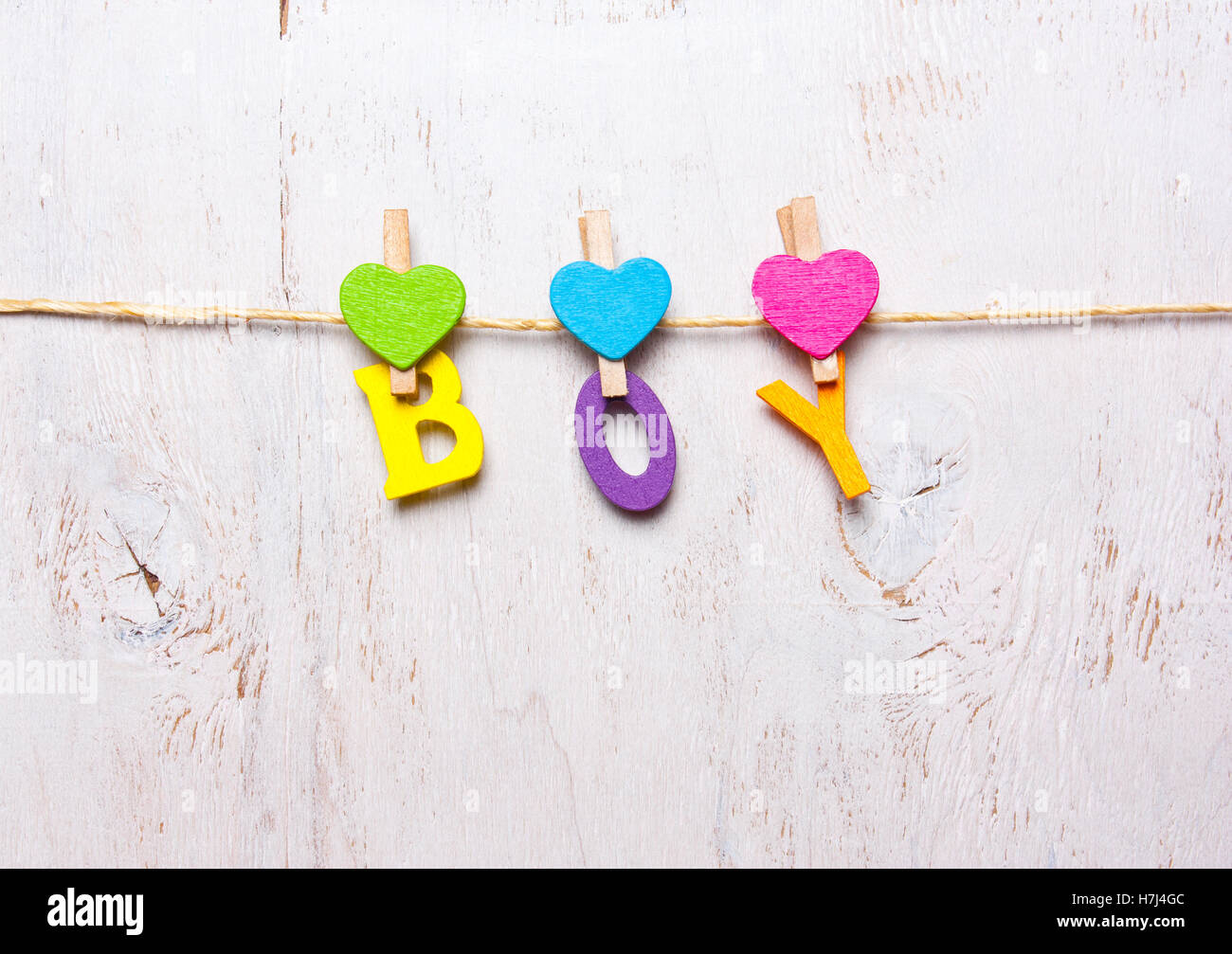the word "boy" of the colored letters on a white background Stock Photo ...