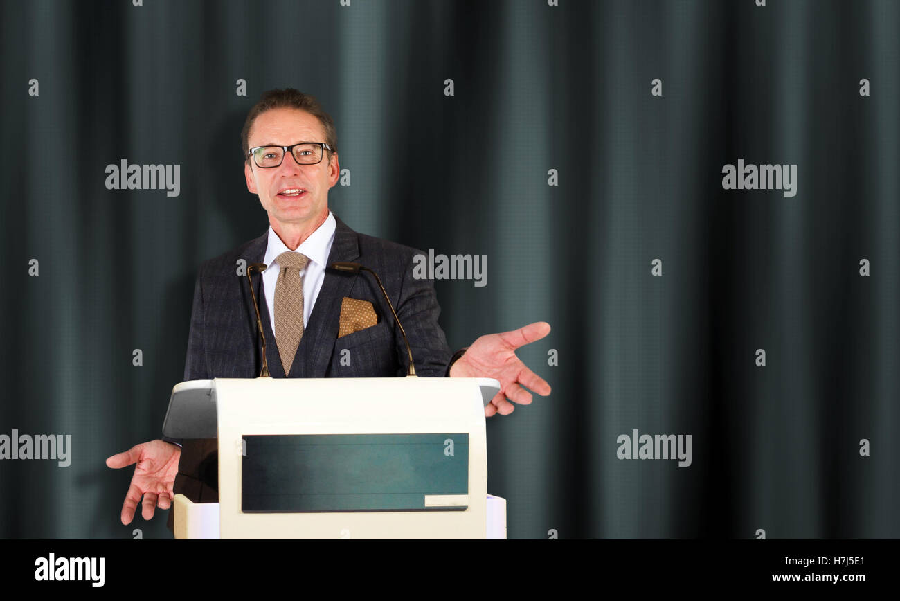 Man Giving Speech On Podium High Resolution Stock Photography and ...