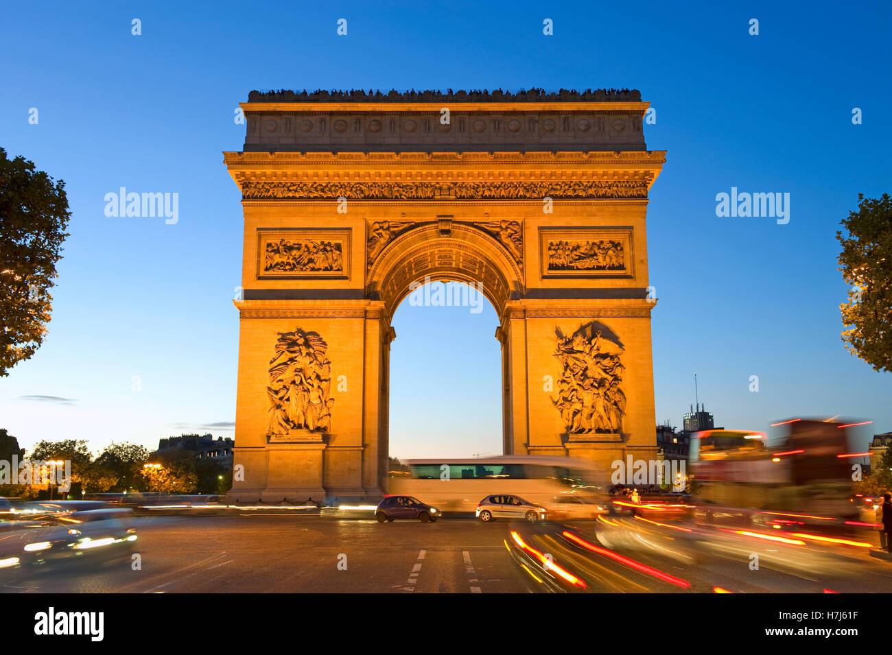 Arc de Triomphe, illuminated at night, Paris, France, Europe Stock ...