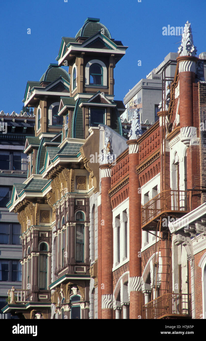 Typical building facades in the Gaslamp Quarter, San Diego, California ...