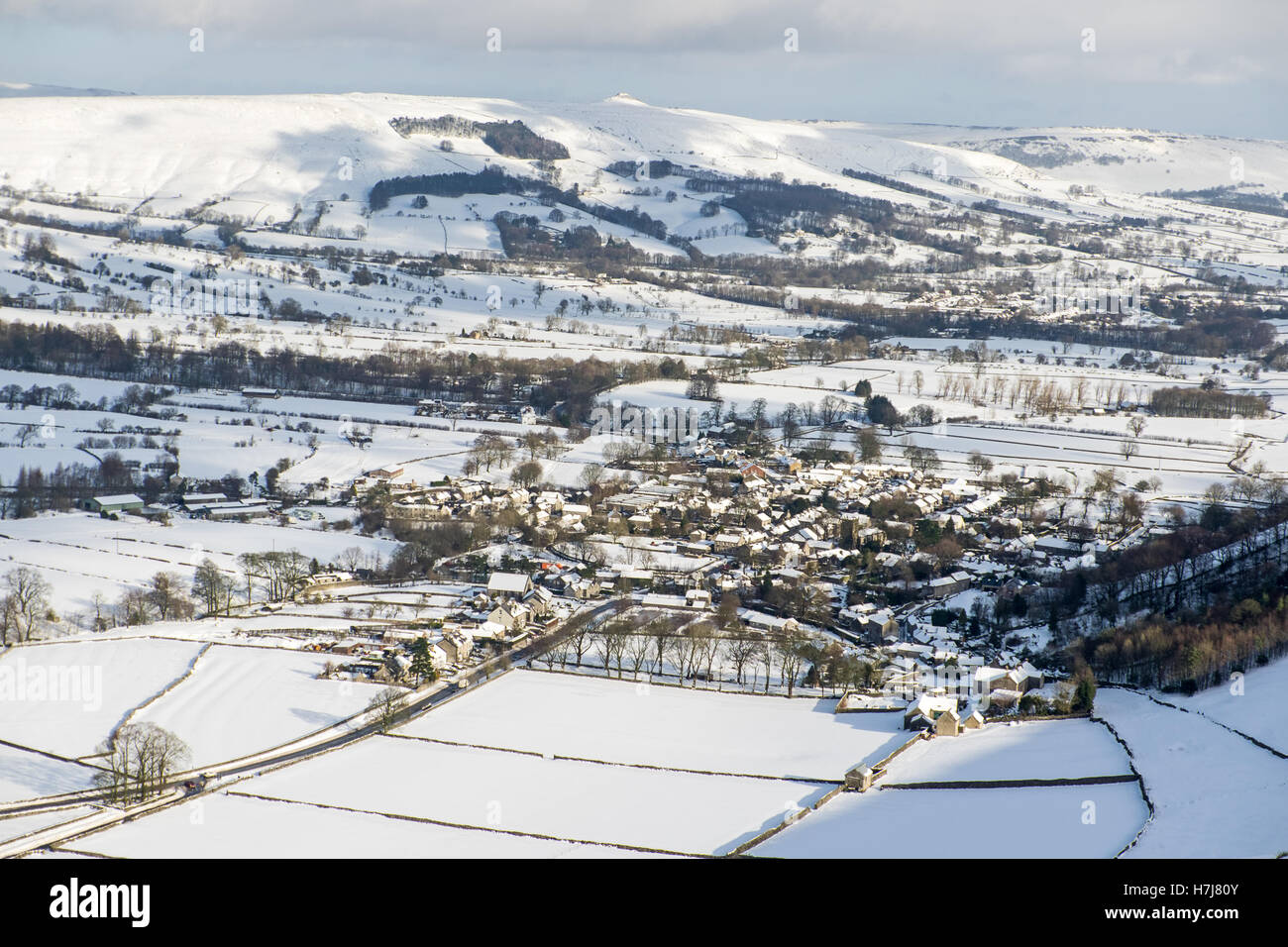 Castleton and The Hope Valley in winter,Peak District National Park,UK ...
