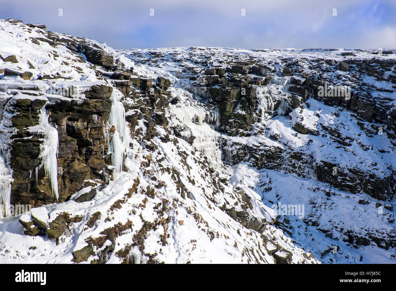 Kinder Downfall in winter.Peak District National Park,UK Stock Photo ...