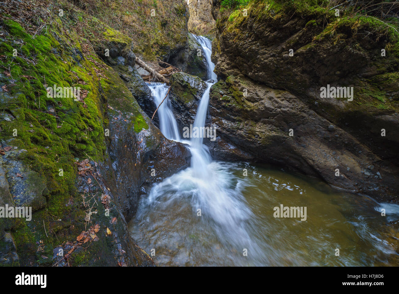 Waterfall in late autumn, Sakhalin Island, Russia Stock Photo - Alamy