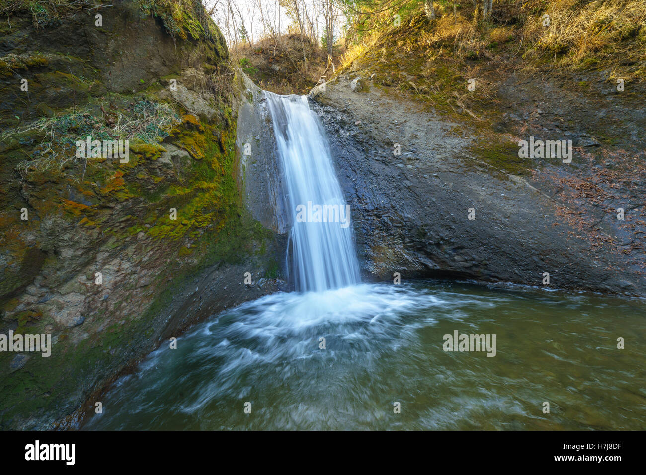 Waterfall in late autumn, Sakhalin Island, Russia Stock Photo - Alamy