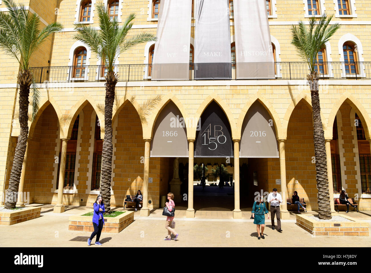 Inside the campus of the American University of Beirut (AUB), Ras Beirut, Lebanon Stock Photo ...