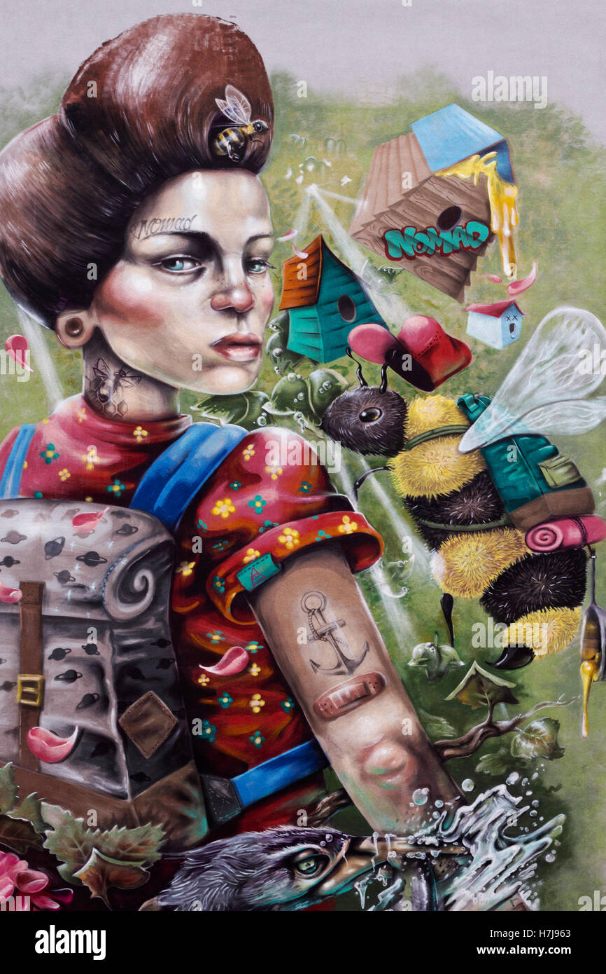 Giant Mural By the Nomad Clan on the Tempest Building, Liverpool Stock ...