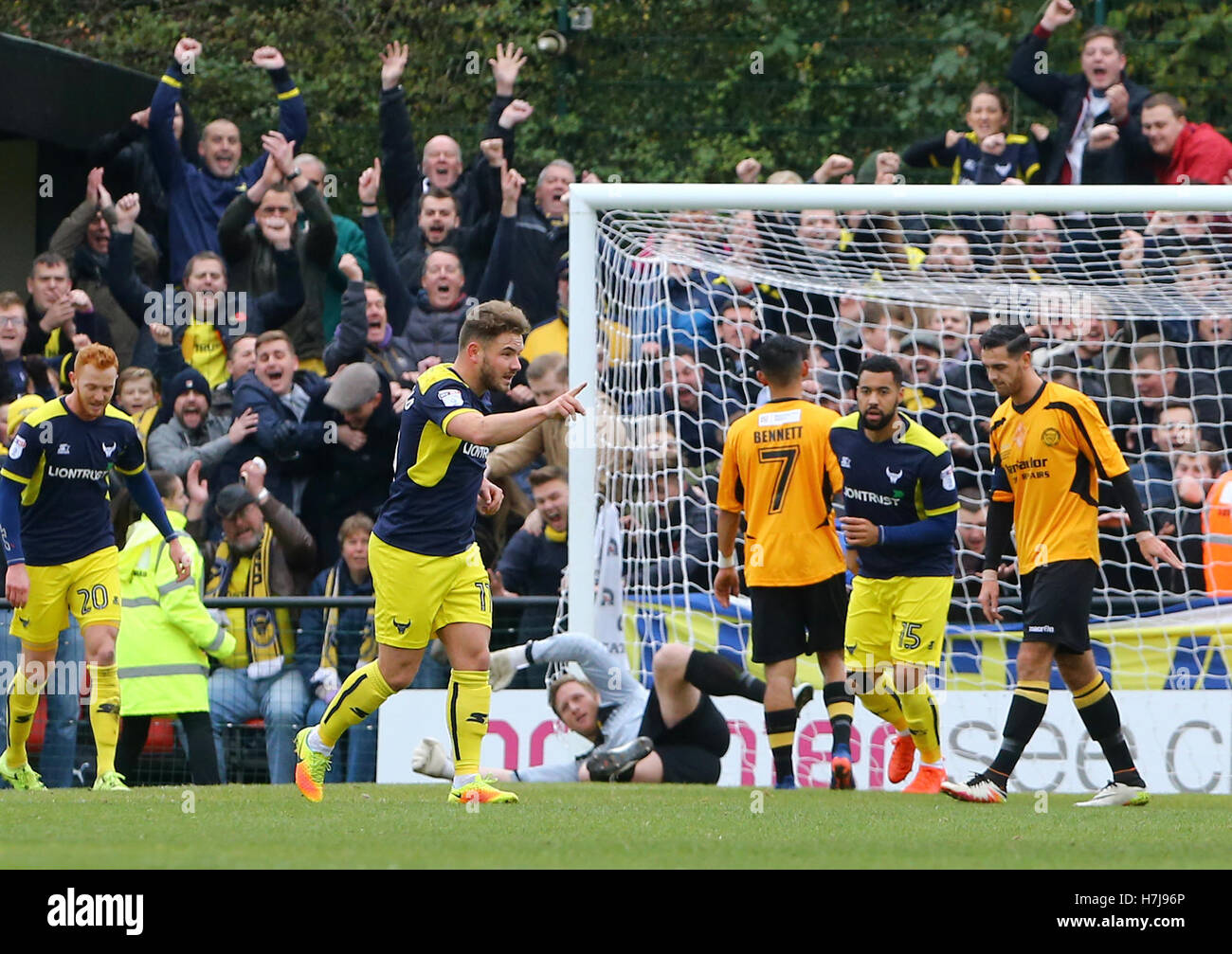 Oxford United's Alex MacDonald celebrates scoring his side's first goal ...