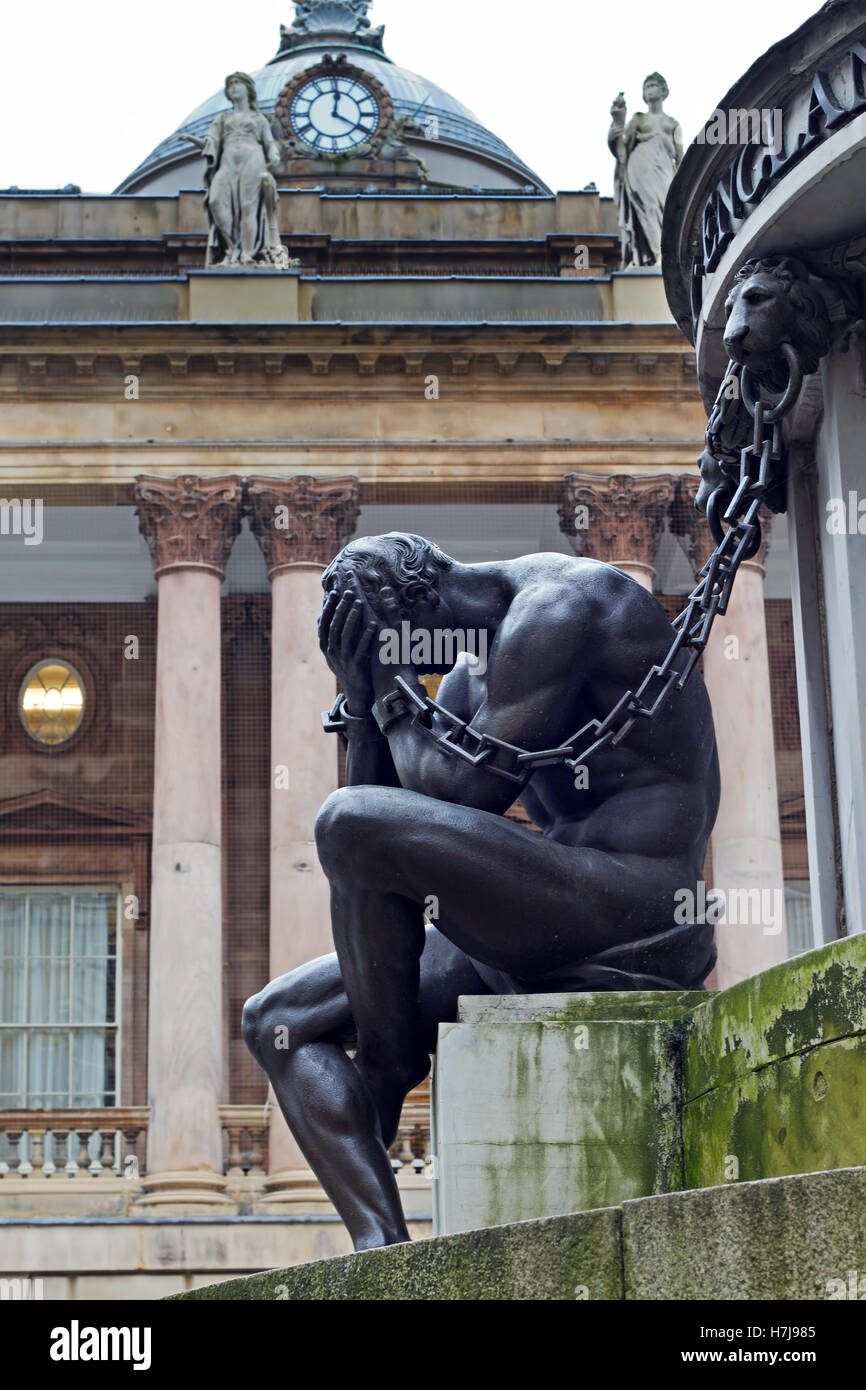 The Nelson monument in Exchange flags Liverpool with the town hall in ...