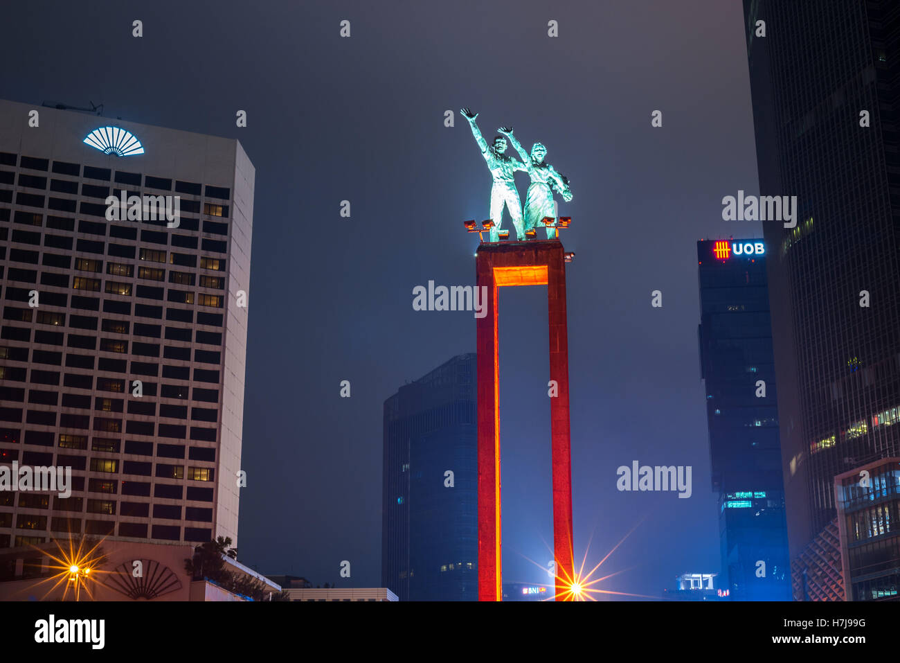 Welcome statue at the heart of Indonesia capital Jakarta Stock Photo ...