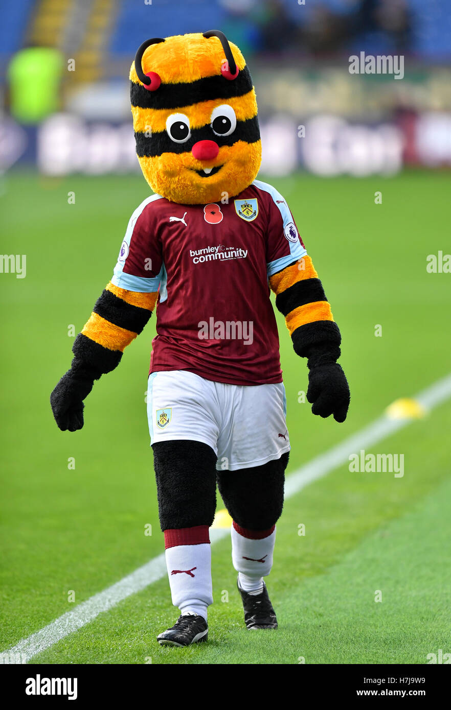 Burnley mascot Bertie Bee during the Premier League match at Turf Moor ...