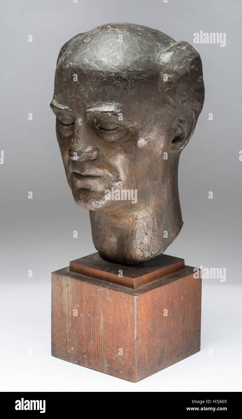 Bust of Rudolph Loos, patinated plaster sculpture 1957 by French ...