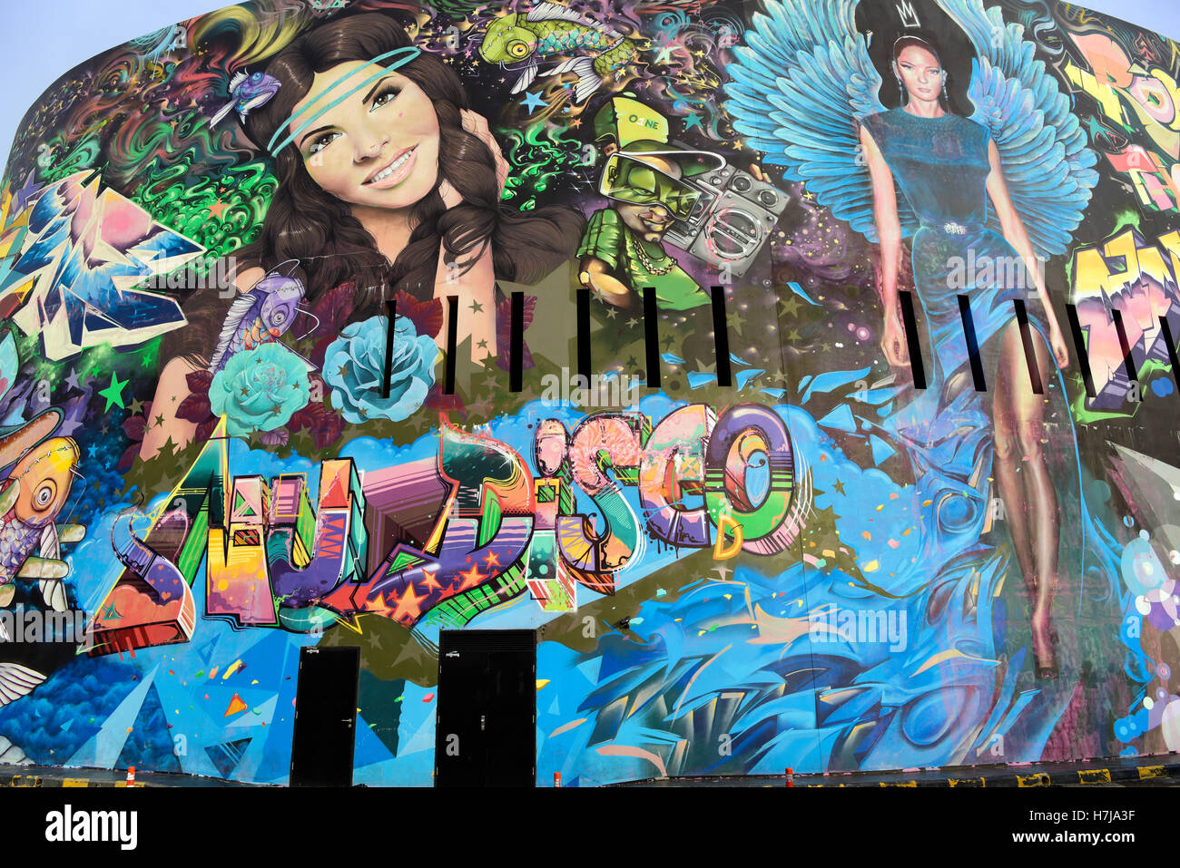 Graffiti adorned O1NE Beirut nightclub, Waterfront, Beirut, Lebanon ...