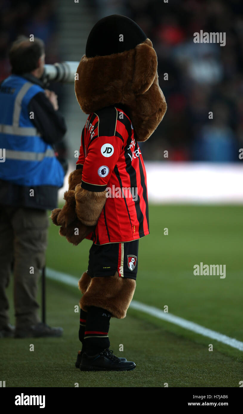 Bournemouth's mascot observes a minute silence during the Premier ...