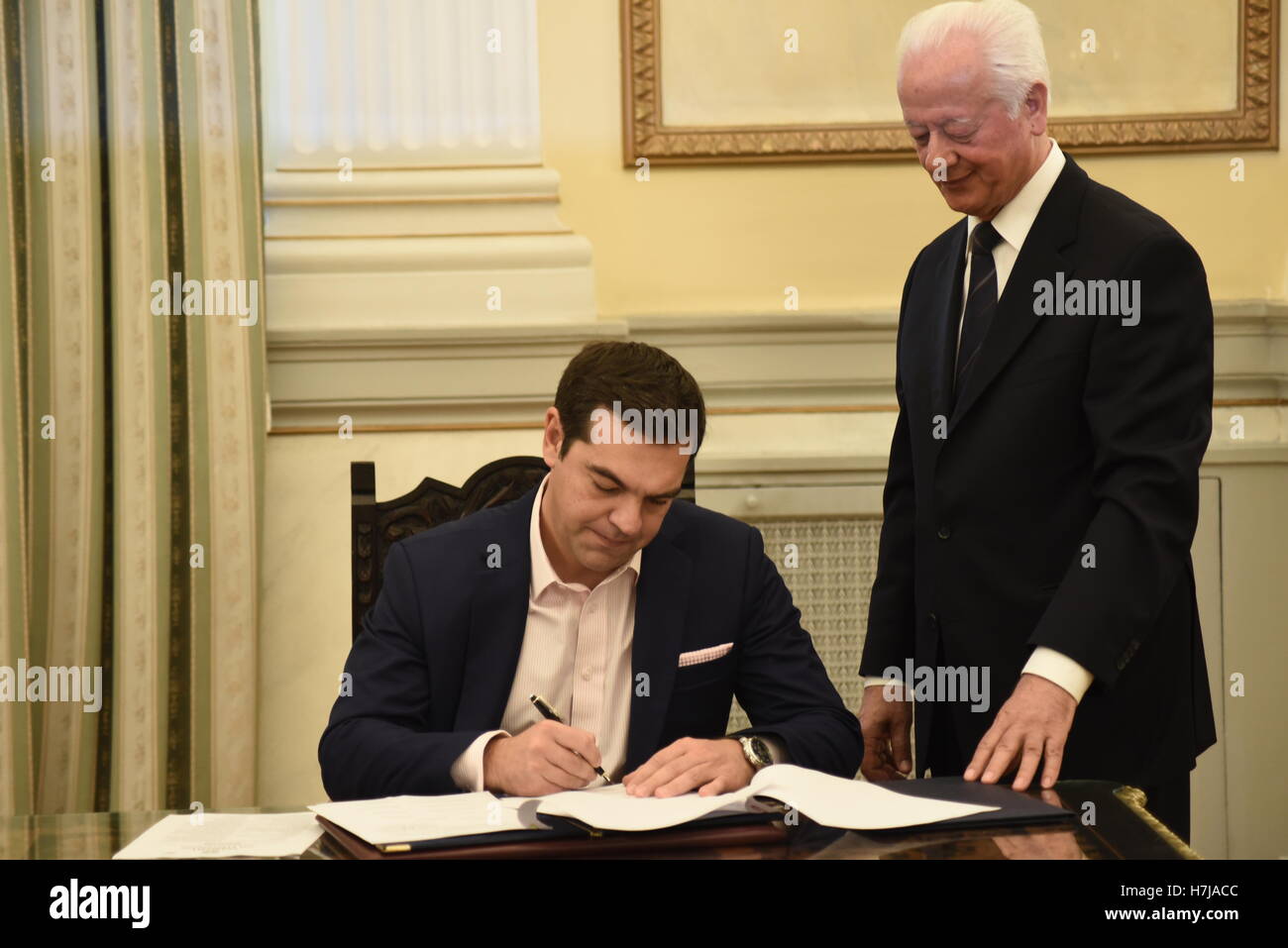 Athens, Greece. 05th Nov, 2016. Greek Prime Minister Alexis Tsipras, is ...
